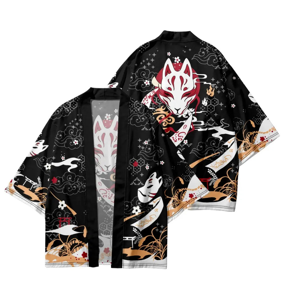 Japanese Kitsune Graphic art Design Kimono Unisex | Zewearsy Store