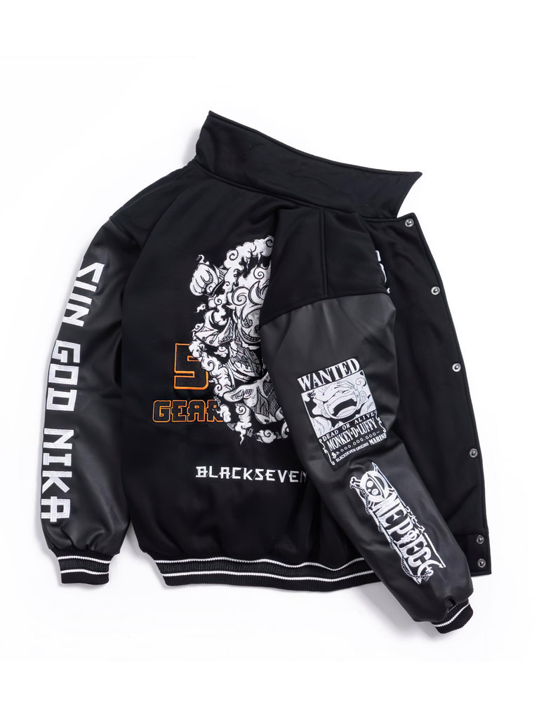 One Piece Gear 5 Varsity Jacket with Full Embroidery | Zewearsy